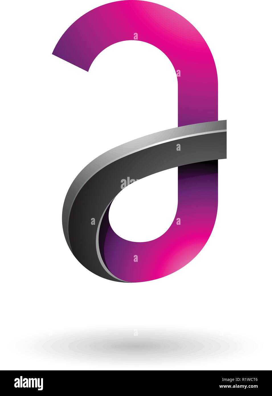Vector Illustration of Black and Magenta Bold Curvy Letter A isolated ...