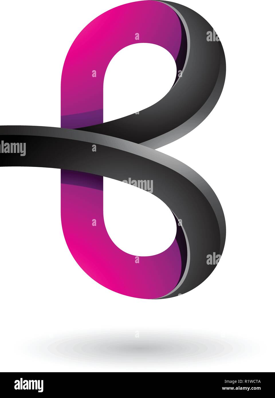 Vector Illustration of Black and Magenta Bold Curvy Letter B isolated ...