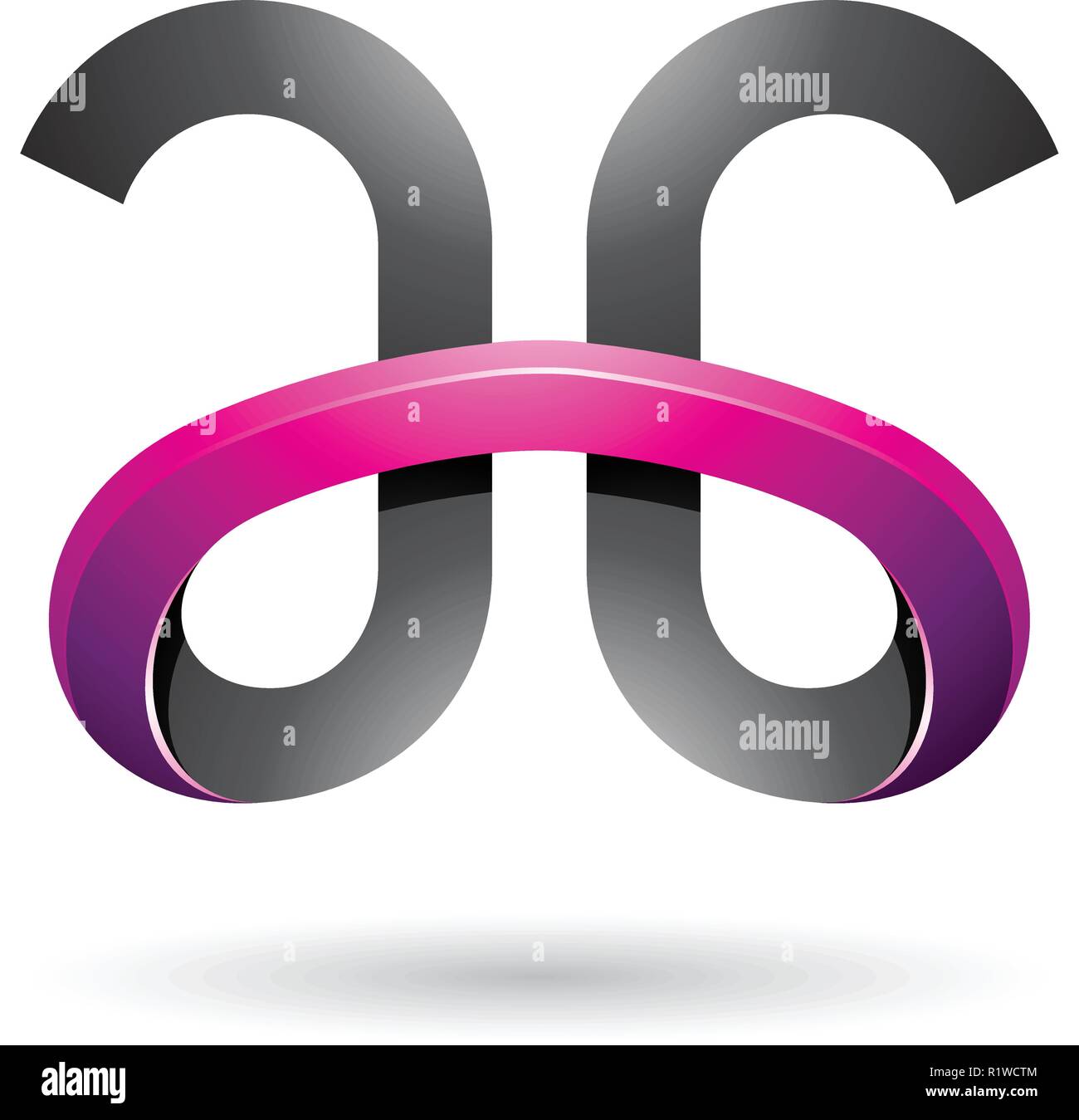 Vector Illustration of Black and Magenta Bold Curvy Letters A and G ...