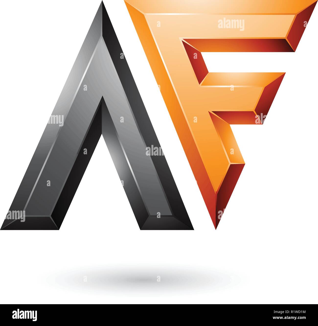 Vector Illustration of Black and Orange Glossy Dual Letters of Letters ...