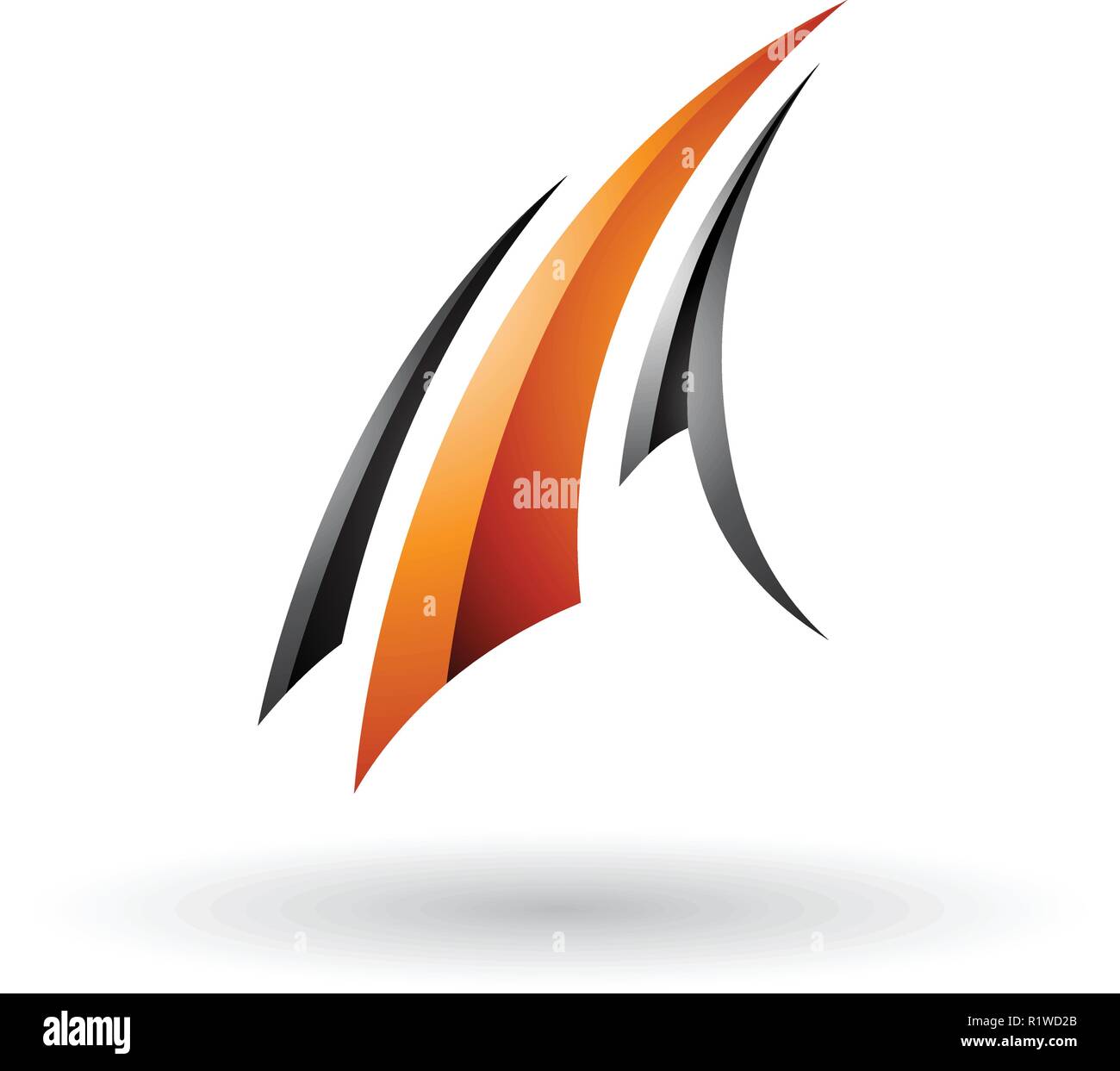 Vector Illustration of Black and Orange Glossy Flying Letter A isolated ...