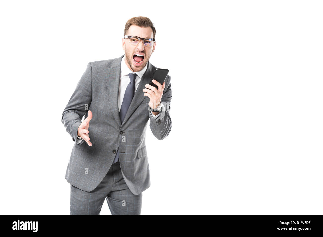 Man angry shouting at camera hi-res stock photography and images - Alamy