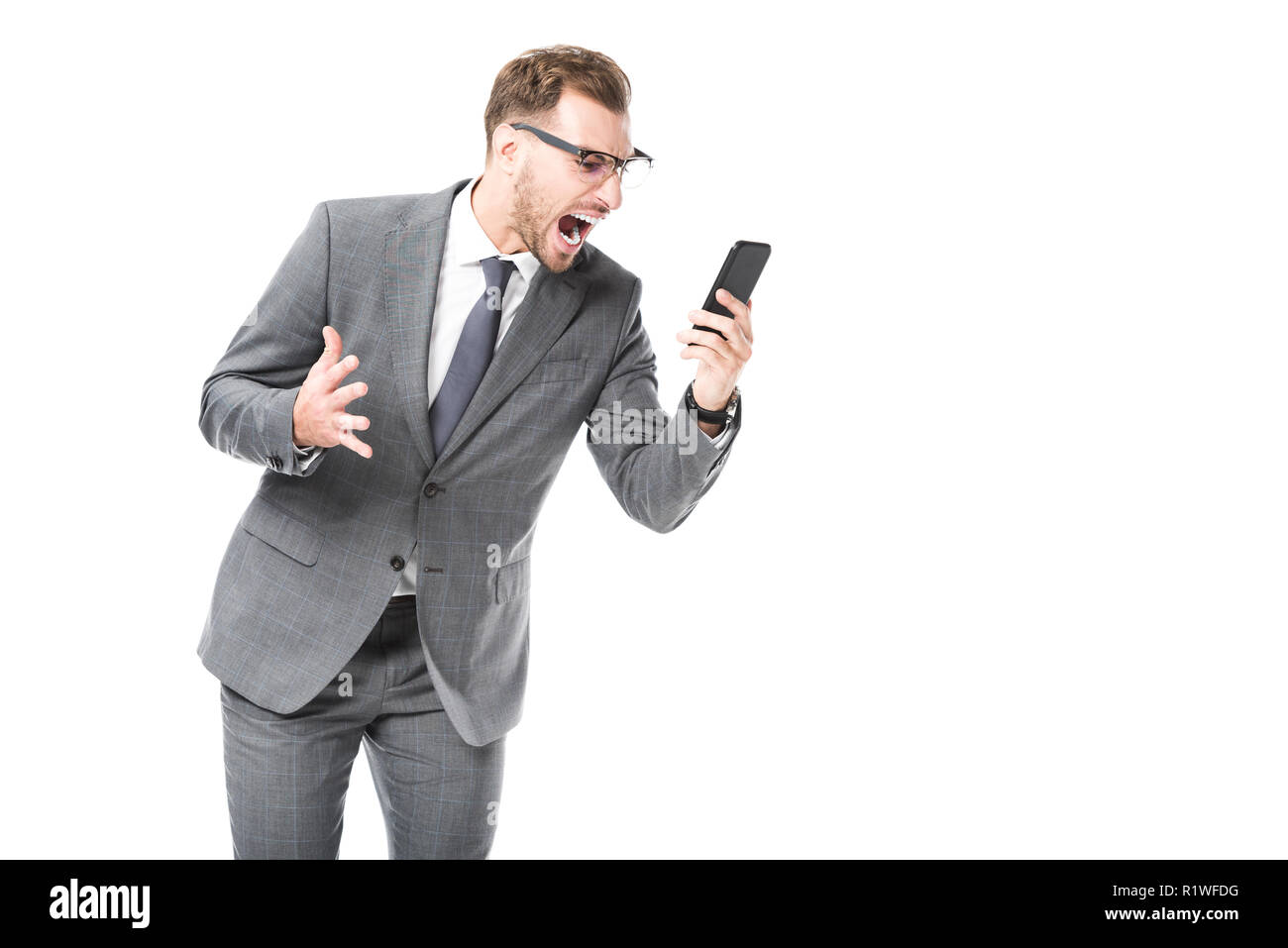 Man standing shouting tie hi-res stock photography and images - Alamy