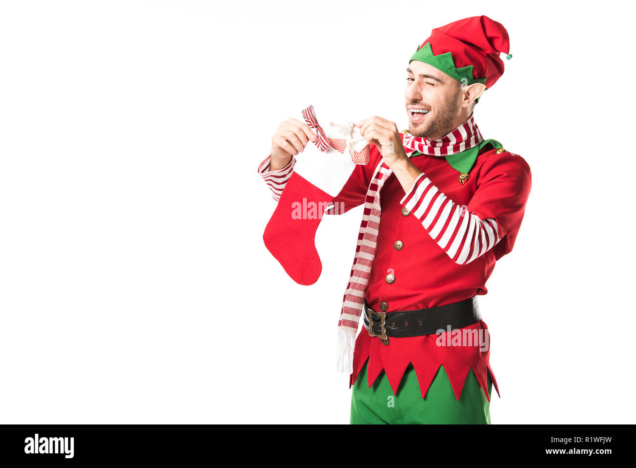 Green christmas stocking Cut Out Stock Images & Pictures - Alamy