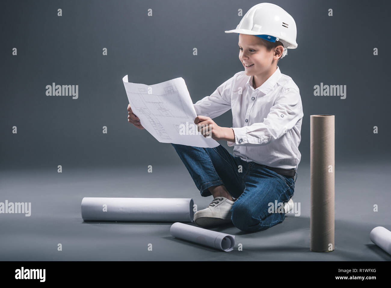 Smiling boy in architect hi-res stock photography and images - Alamy