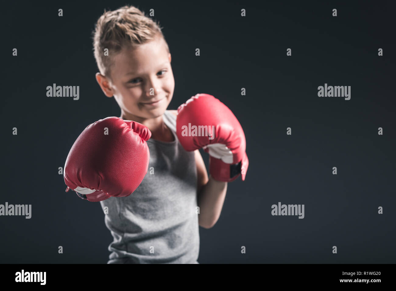 Smiling boy and his boxer hi-res stock photography and images - Alamy