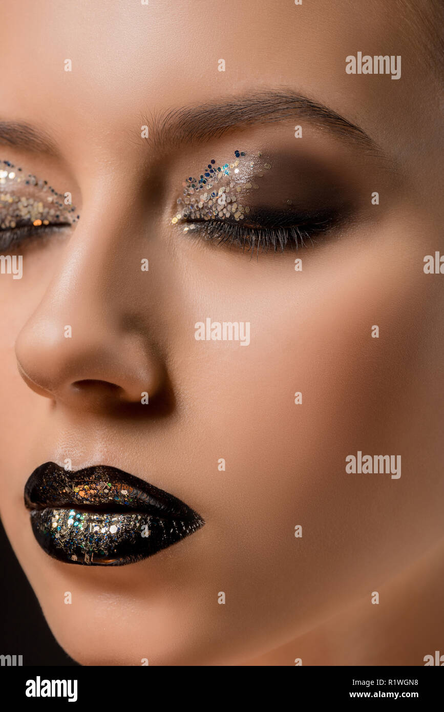 Closed lips close up black woman hi-res stock photography and images ...