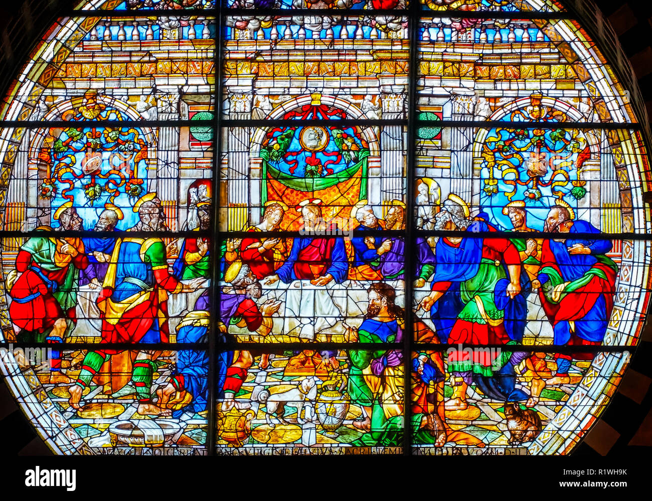 Jesus Christ Last Supper Rose Window Stained Glass Cathedral Church ...