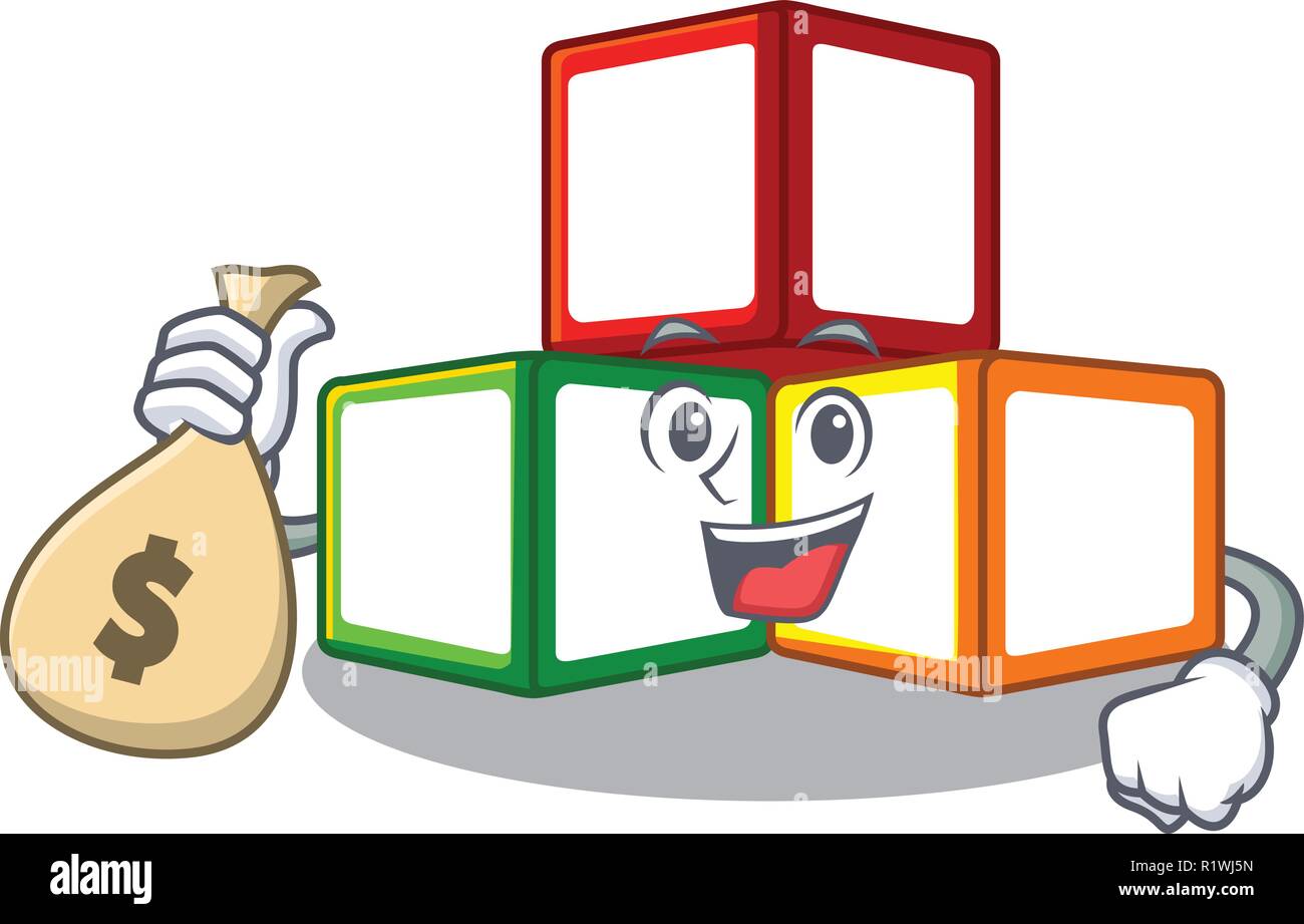 With money bag bright toy block bricks on cartoon Stock Vector Image ...