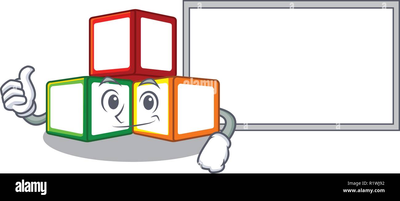 Thumbs up with board bright toy block bricks on cartoon Stock Vector ...