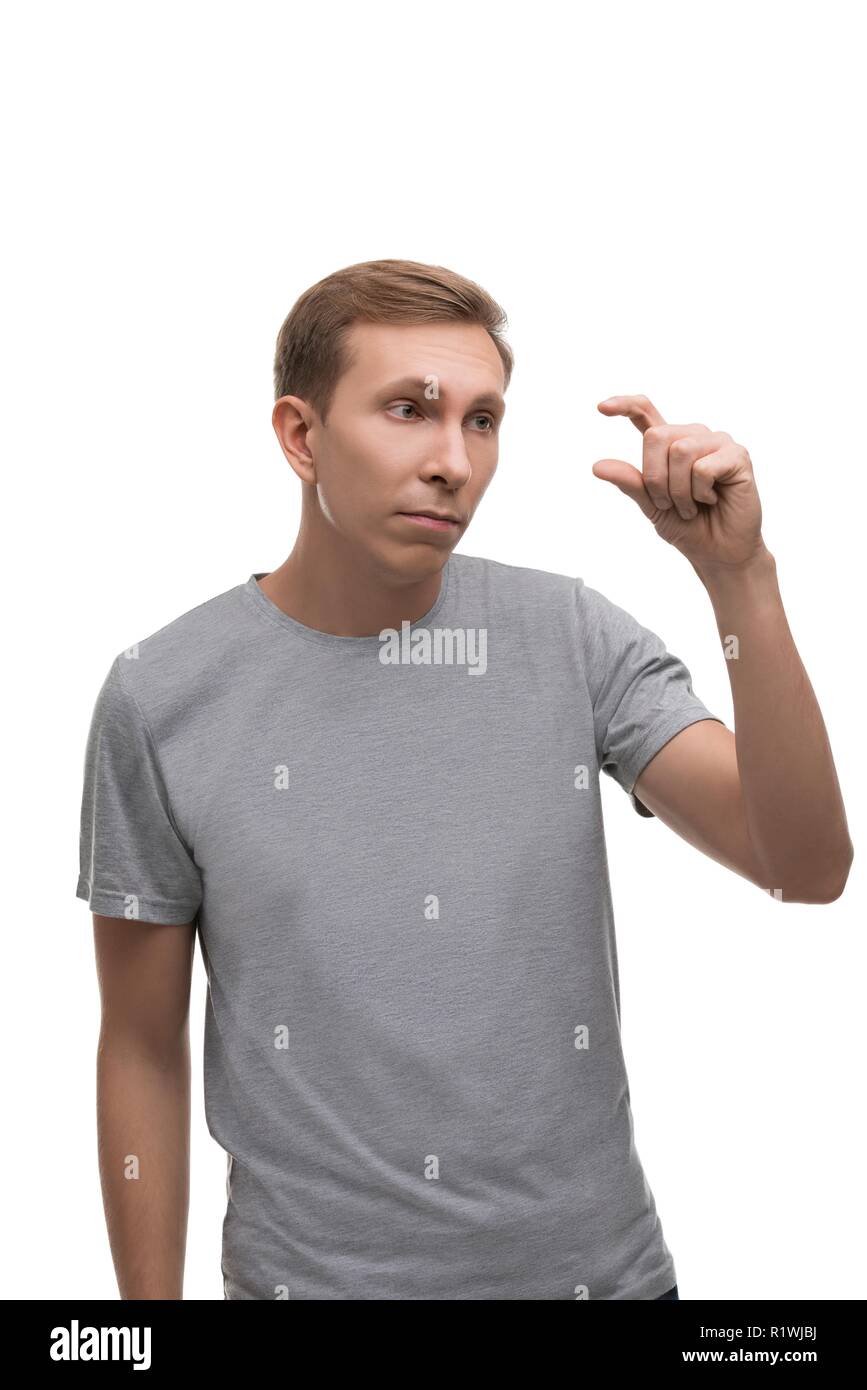 Man gesticulating with emotion isolated portrait Stock Photo - Alamy