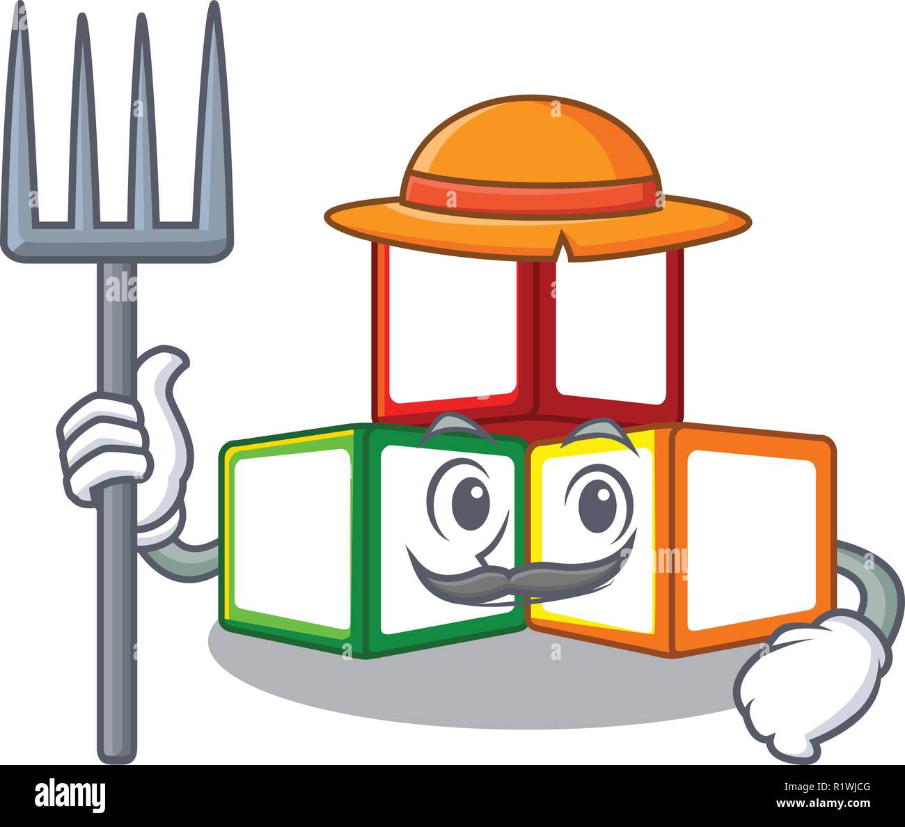Farmer bright toy block bricks on cartoon Stock Vector Image & Art - Alamy