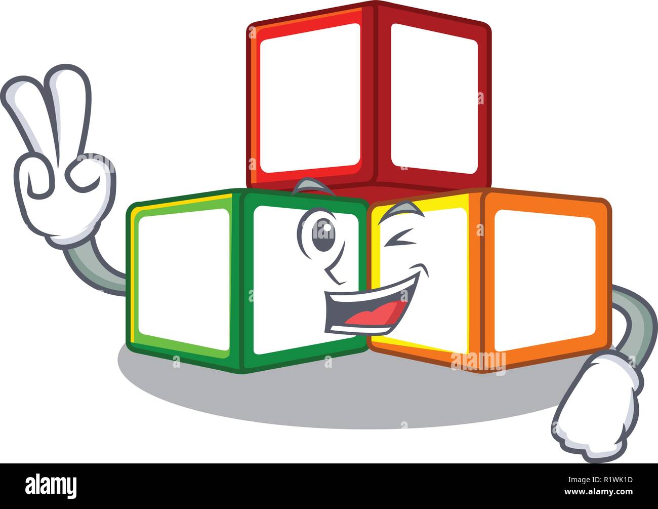 Two finger toy blocks cube blank cartoon wooden Stock Vector Image ...