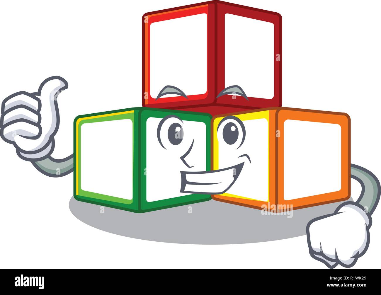 Thumbs up toy blocks cube blank cartoon wooden Stock Vector Image & Art ...