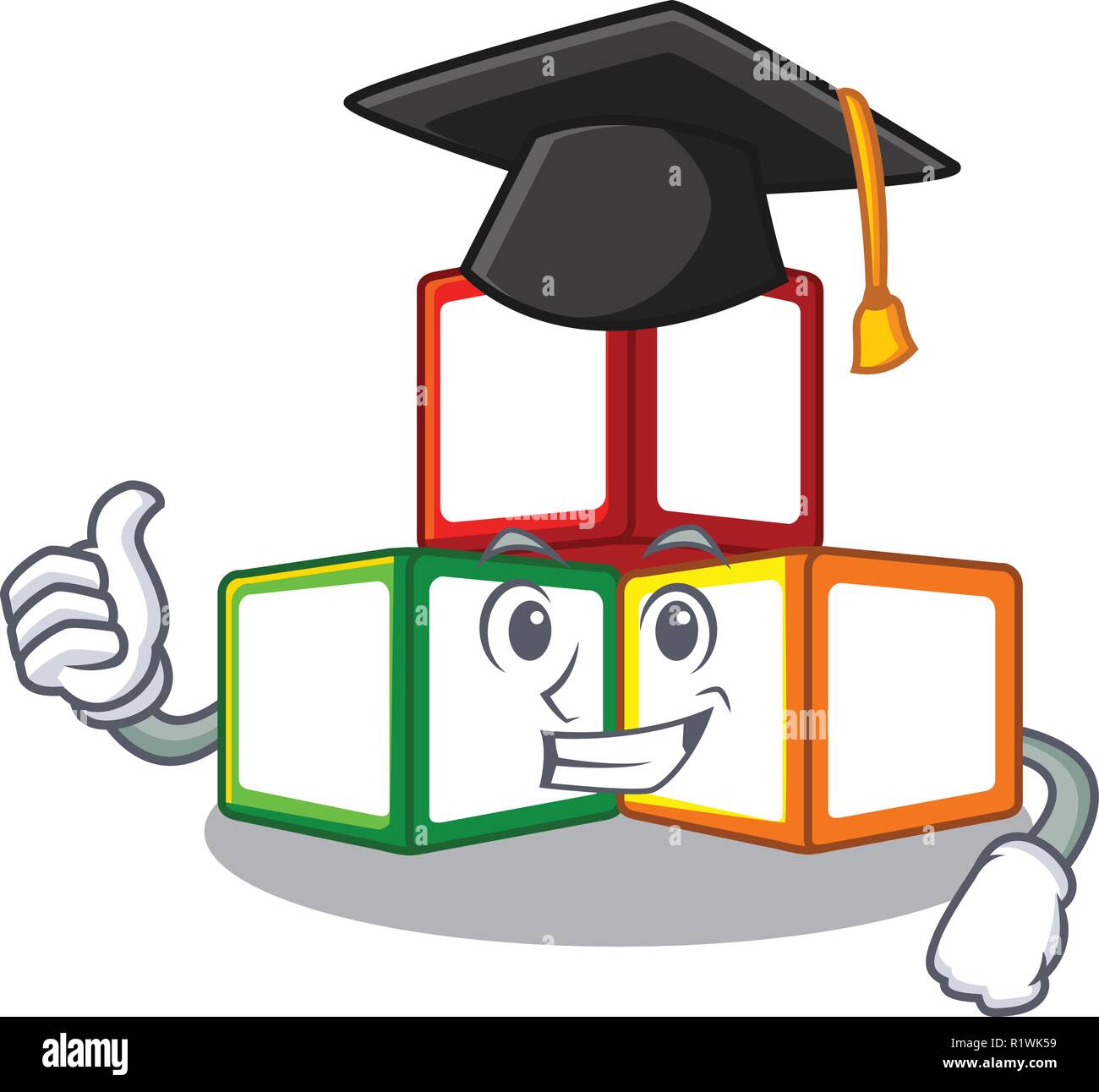 Graduation toy blocks cube blank cartoon wooden Stock Vector Image ...