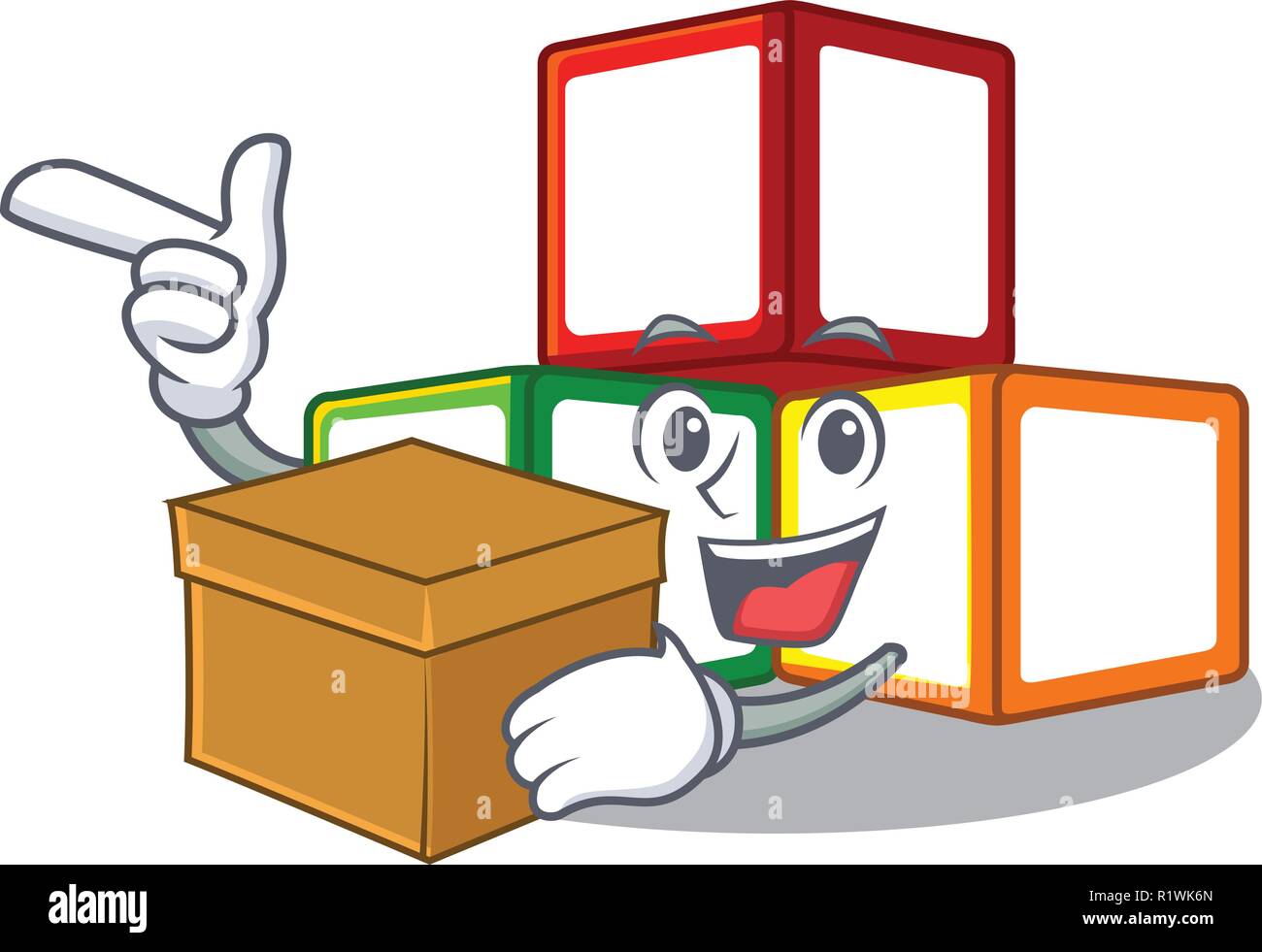 With box toy blocks cube blank cartoon wooden Stock Vector Image & Art ...