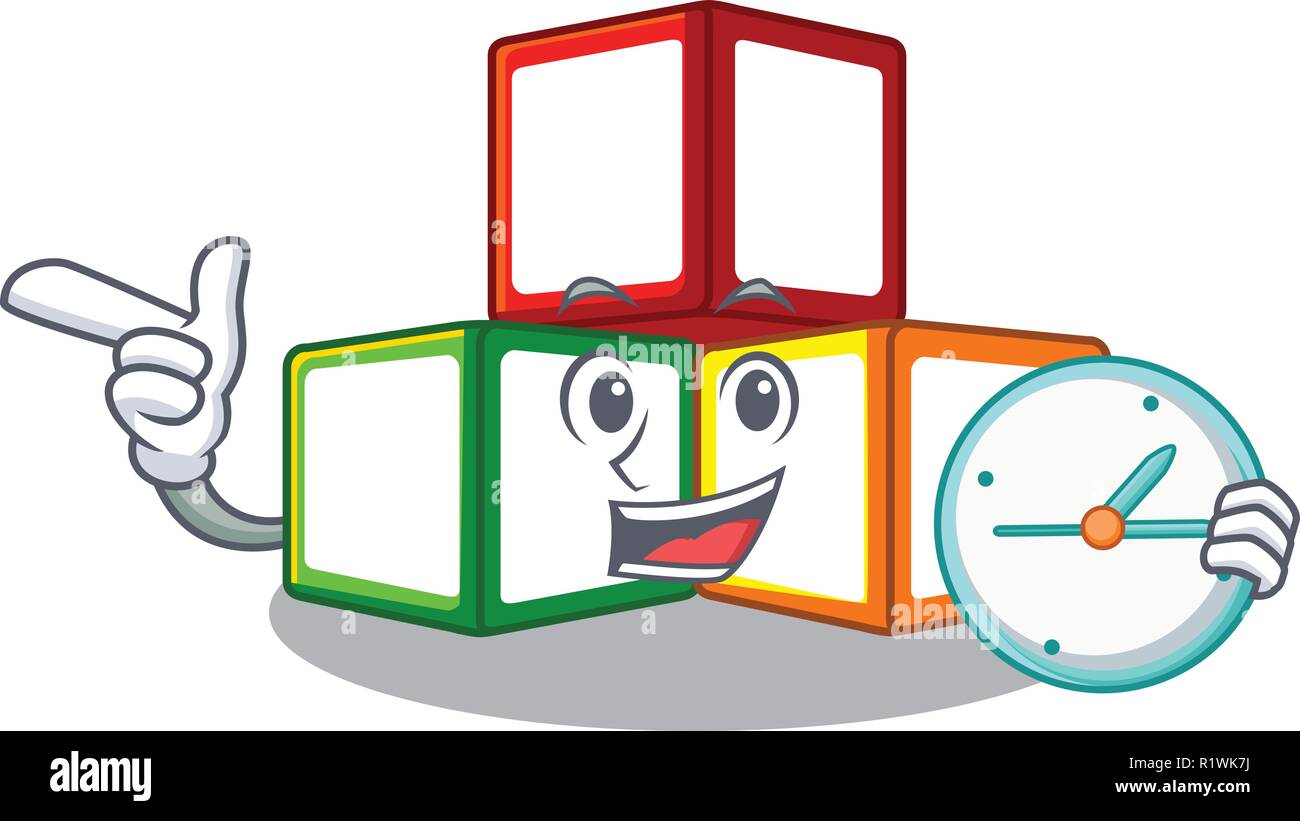 With clock toy blocks cube blank cartoon wooden Stock Vector Image ...