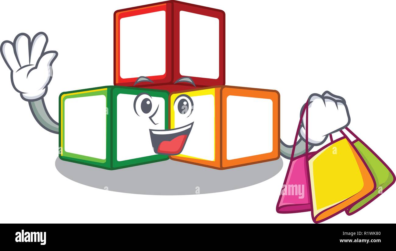 Shopping toy blocks cube blank cartoon wooden Stock Vector Image & Art ...