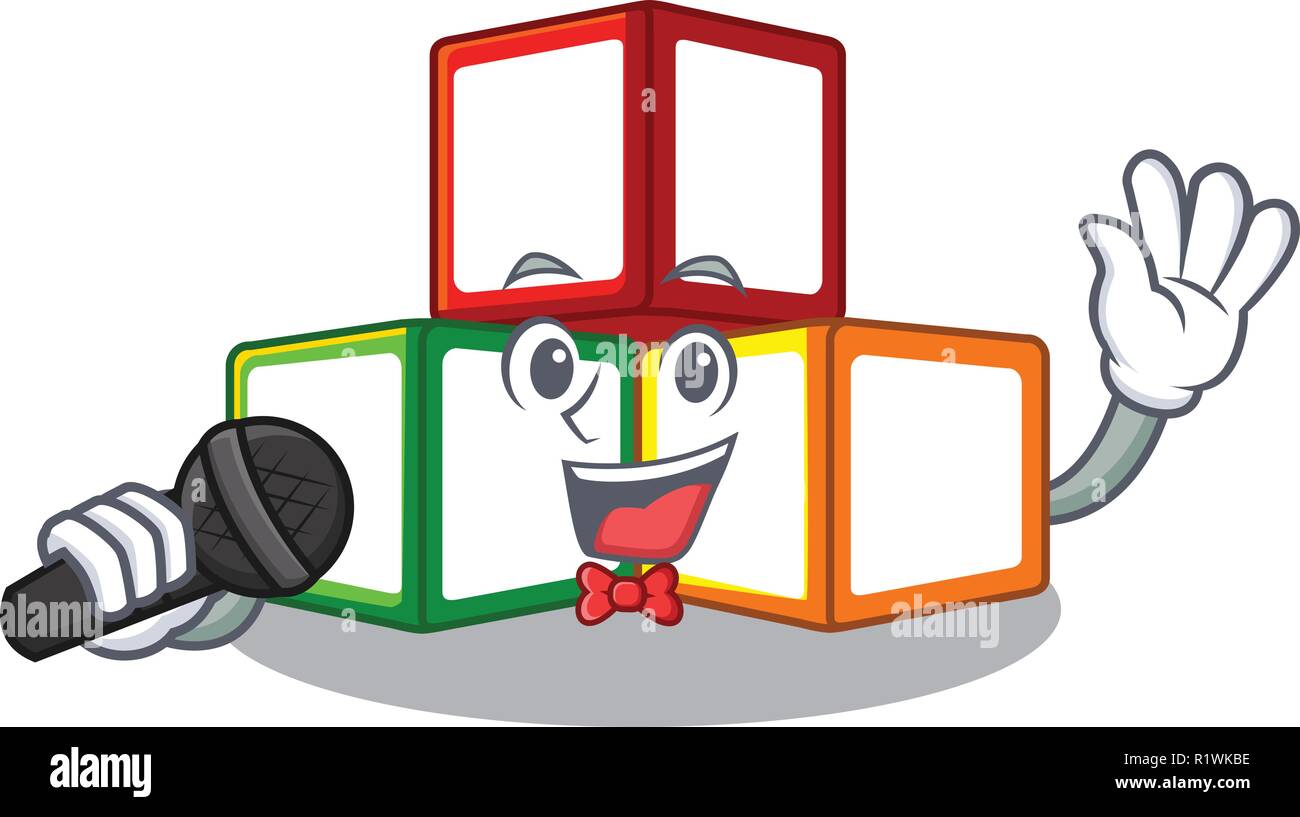 Singing wooden toy with character Wooden blocks Stock Vector Image ...