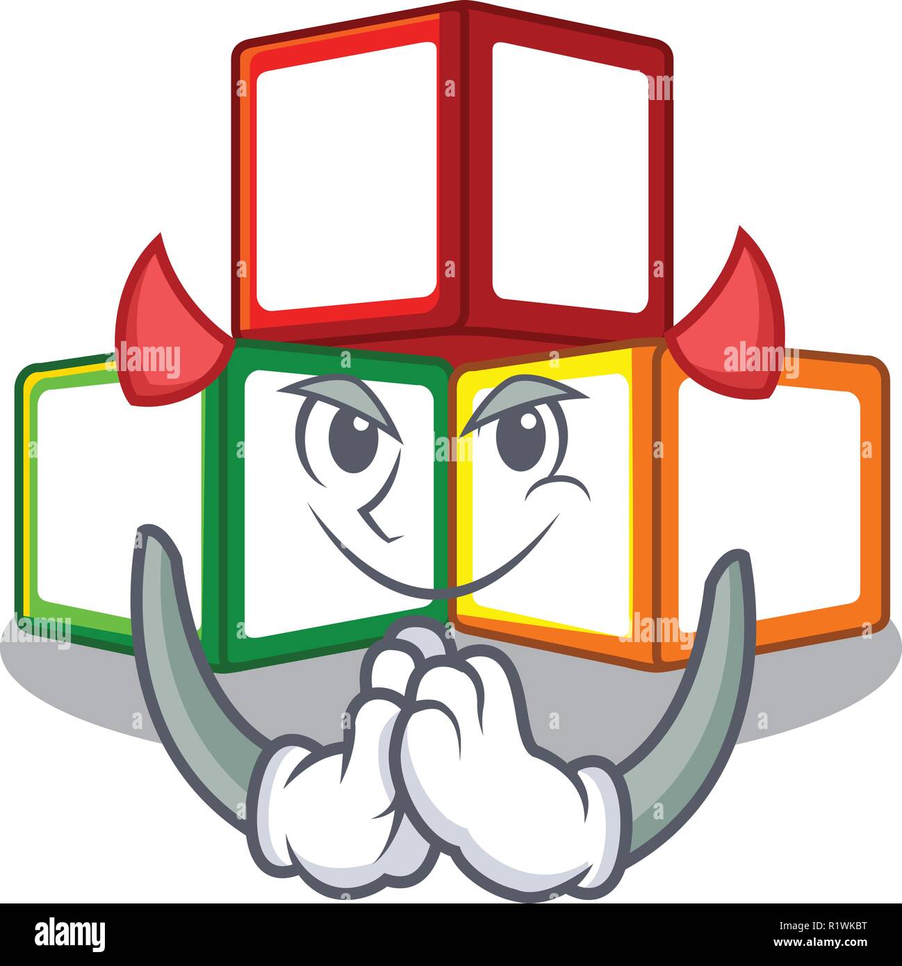 Devil Witch wooden toy with character Wooden blocks Stock Vector Image ...