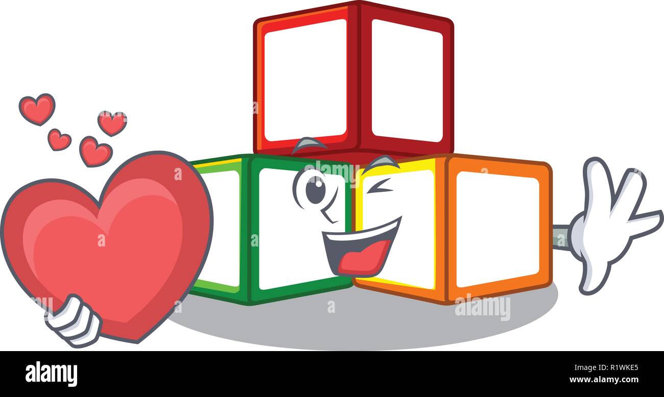 With heart wooden toy with character Wooden blocks Stock Vector Image ...