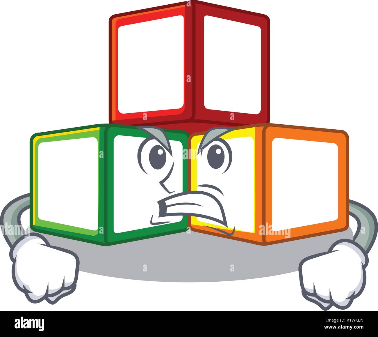 Angry wooden toy with character Wooden blocks Stock Vector Image & Art ...