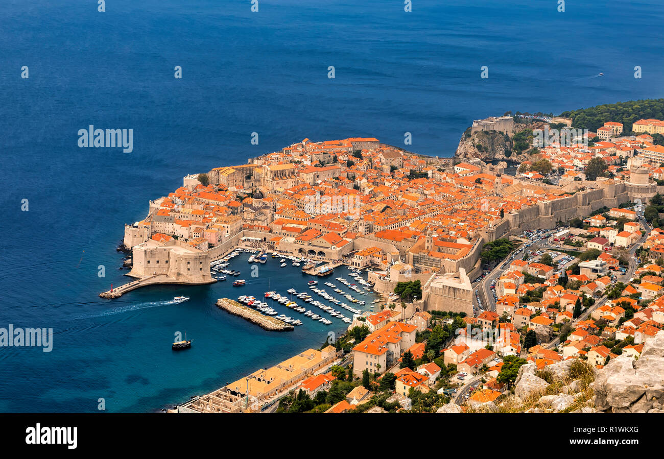DUBROVNIK, CROATIA - OCTOBER 21: The old town is seen from Utvrda ...