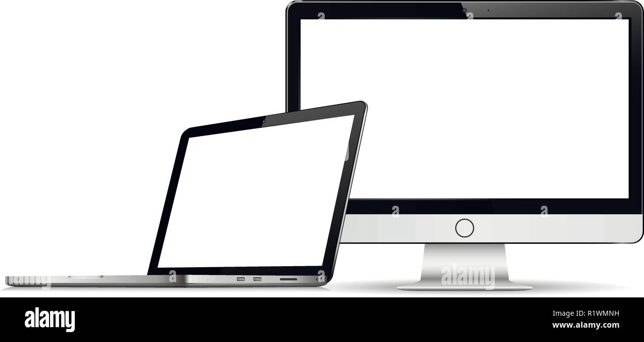 Blank computer display with laptop isolated Stock Vector Image & Art ...