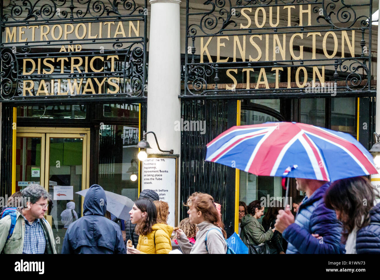 London England,UK,South Kensington Station,tube subway outside above ...