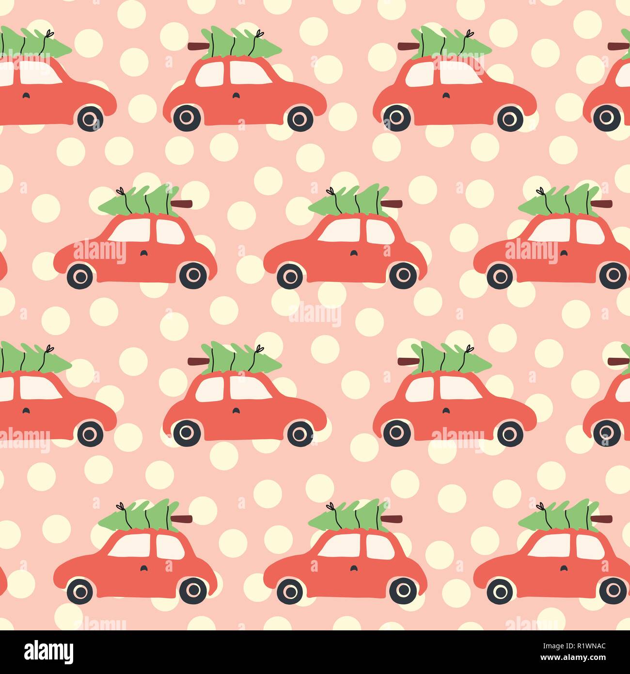 Retro car white pink Stock Vector Images - Alamy