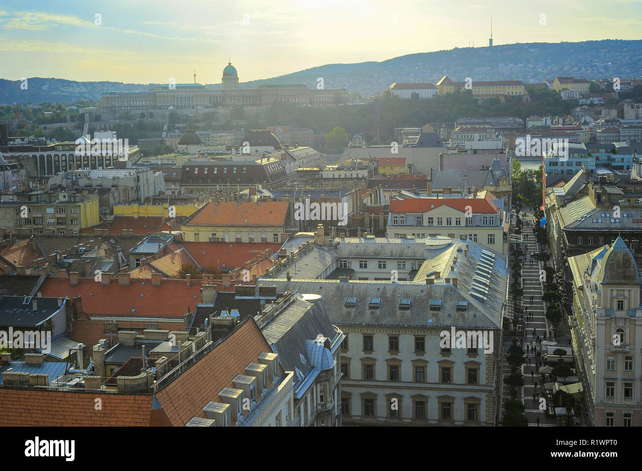 Aerial view sunset over danube hi-res stock photography and images - Alamy