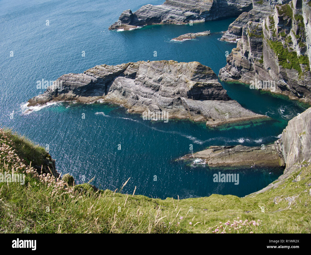 View of the sea at the Cliffs of Kerry near Portmagee in Ireland Stock ...