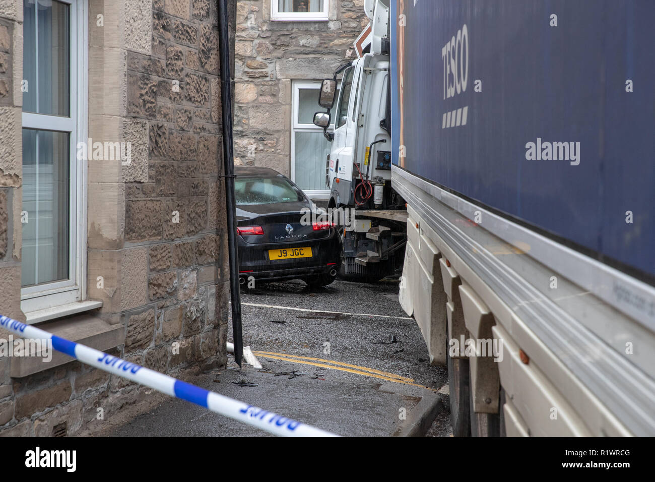 ROTHES, MORAY, SCOTLAND 13 MAY 2018:- This is the scene of the accident ...