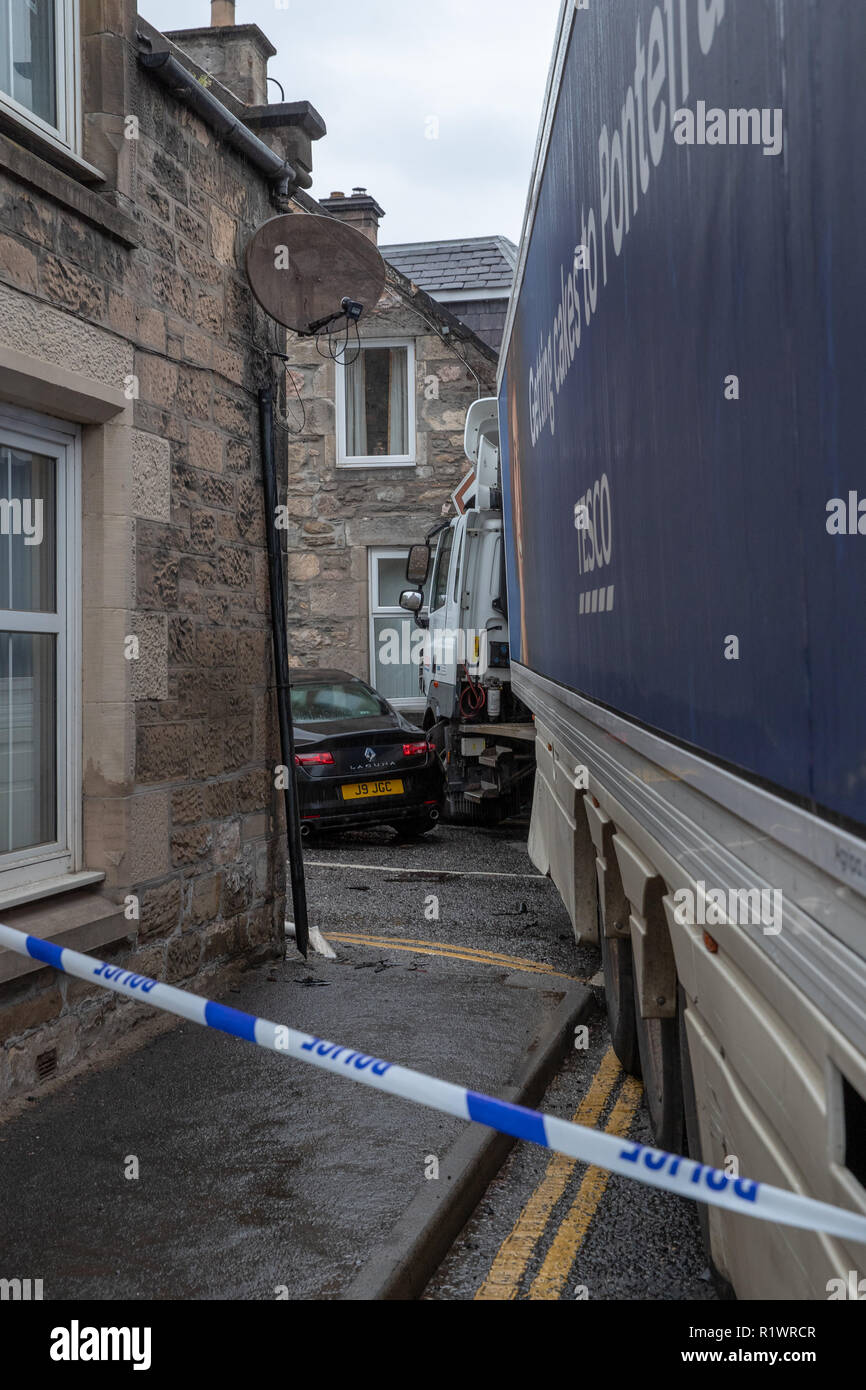 ROTHES, MORAY, SCOTLAND 13 MAY 2018:- This is the scene of the accident ...