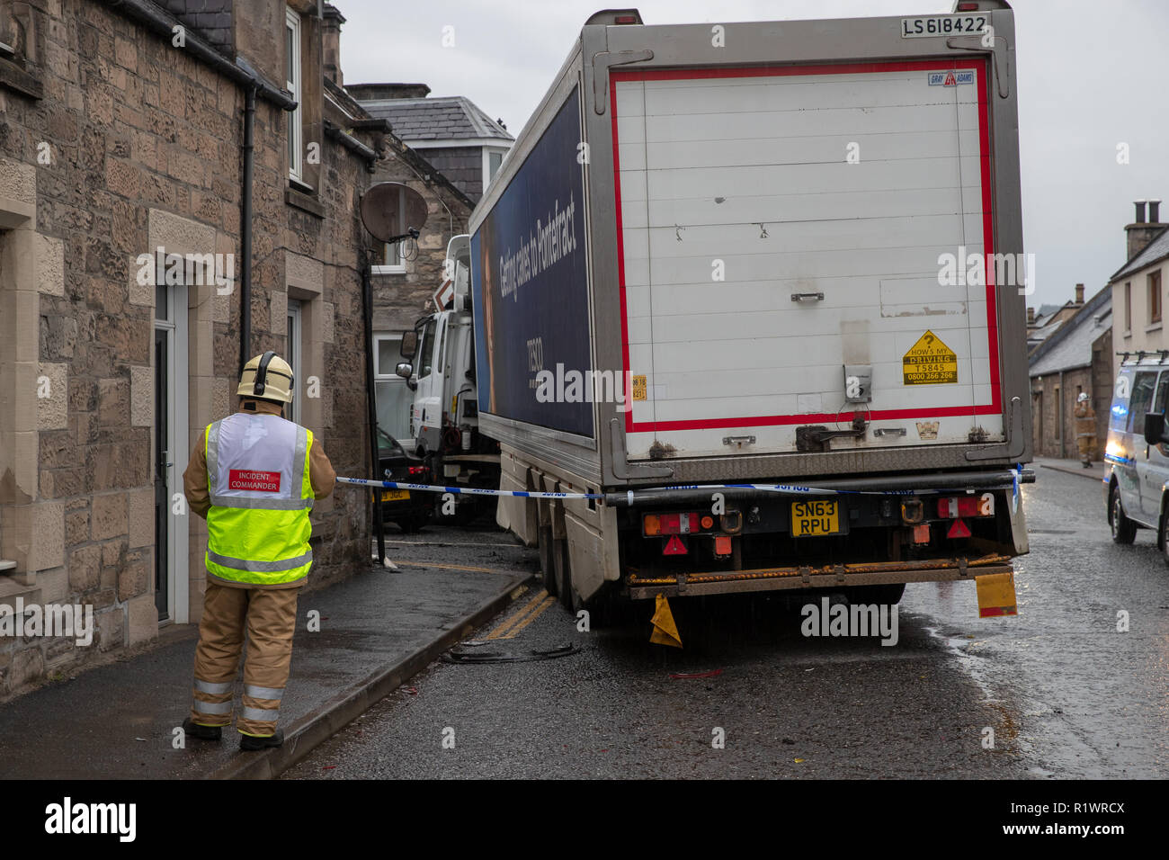 ROTHES, MORAY, SCOTLAND 13 MAY 2018:- This is the scene of the accident ...