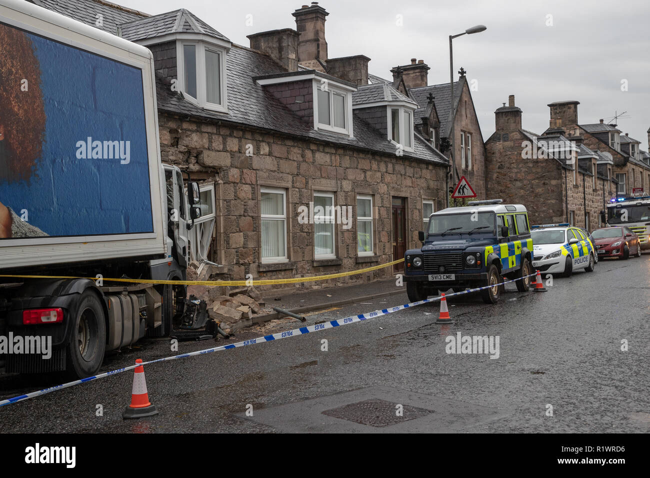 ROTHES, MORAY, SCOTLAND 13 MAY 2018:- This is the scene of the accident ...