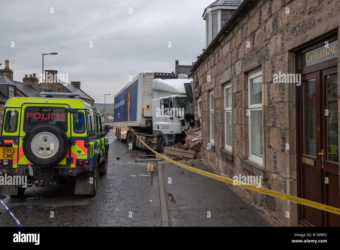 ROTHES, MORAY, SCOTLAND 13 MAY 2018:- This is the scene of the accident ...