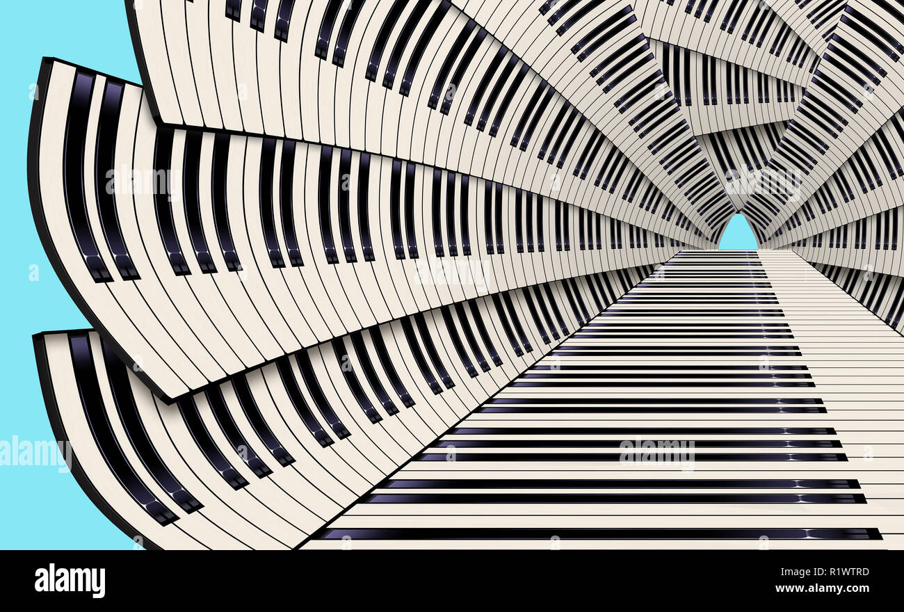 Piano keys seen in an unusual way makes a graphic design in this color ...