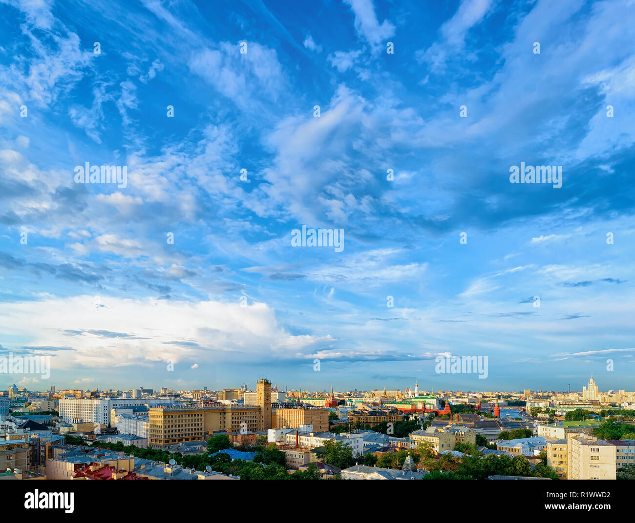 Aerial view of Kremlin in Moscow city in Russia in the evening Stock ...