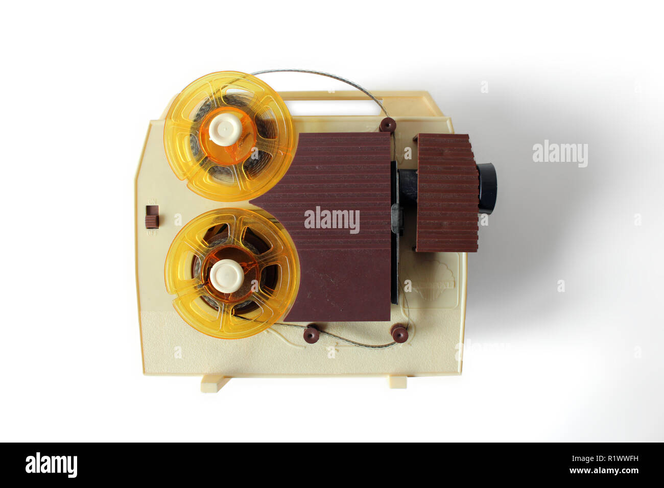 Plastic toy movie projector on a white background Stock Photo - Alamy