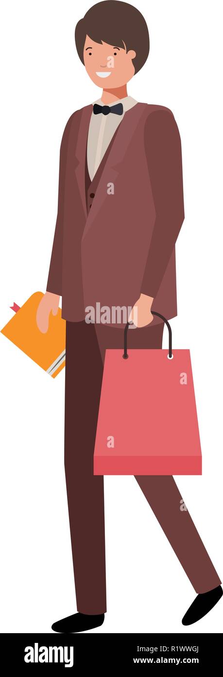 young man with shopping bag avatar character Stock Vector Image & Art ...