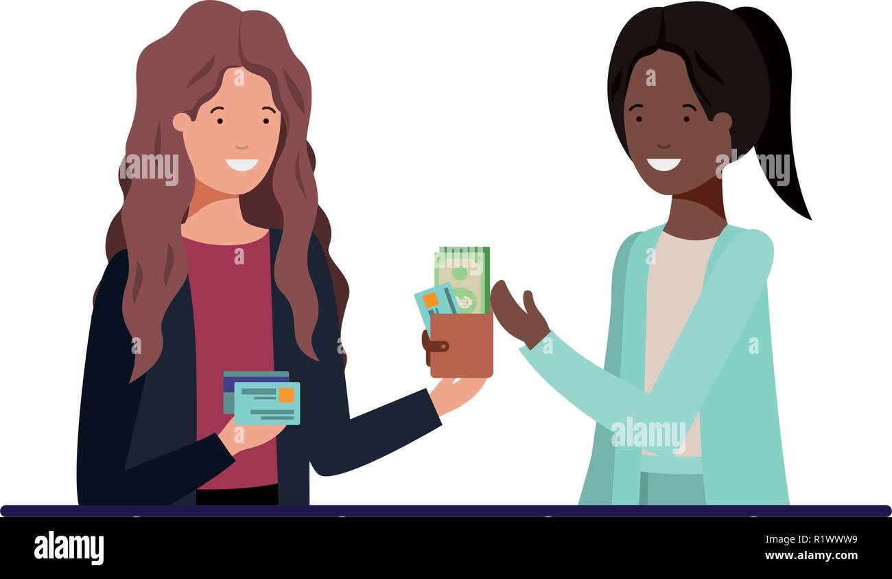 women with wallet and credit card avatar character Stock Vector Image ...