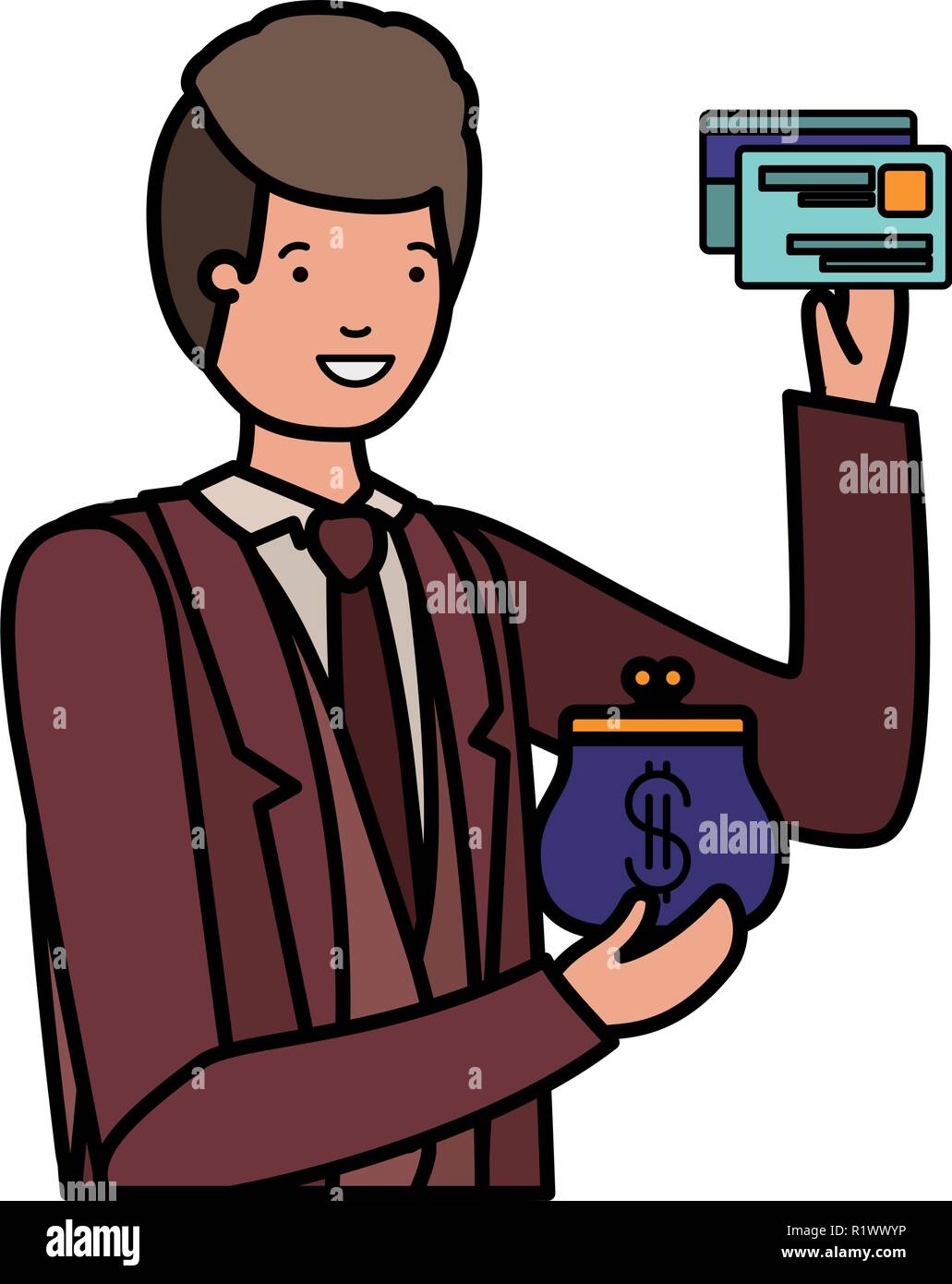man with coin purse and credit card Stock Vector Image & Art - Alamy