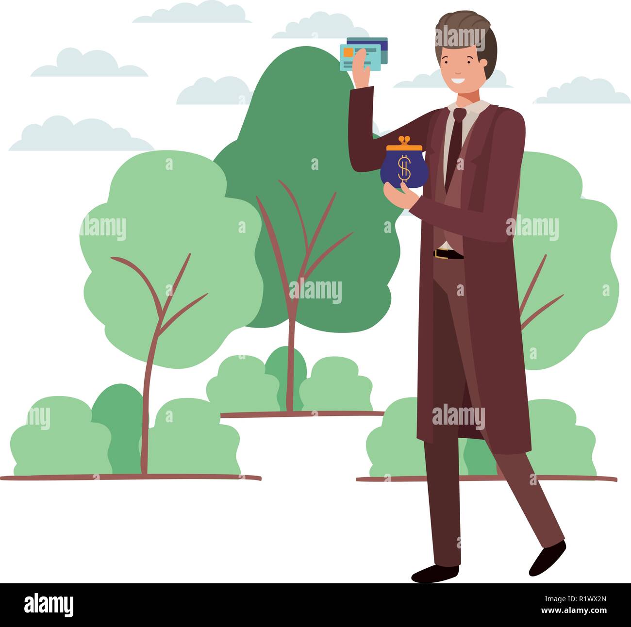 One happy man standing and landscape Stock Vector Images - Alamy