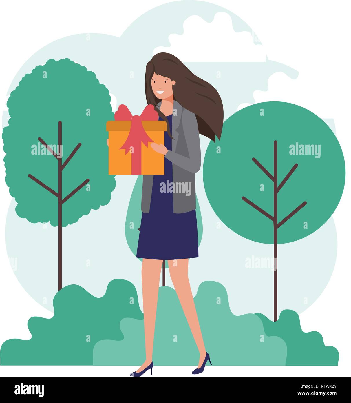 Happy young woman surprise Stock Vector Images - Alamy