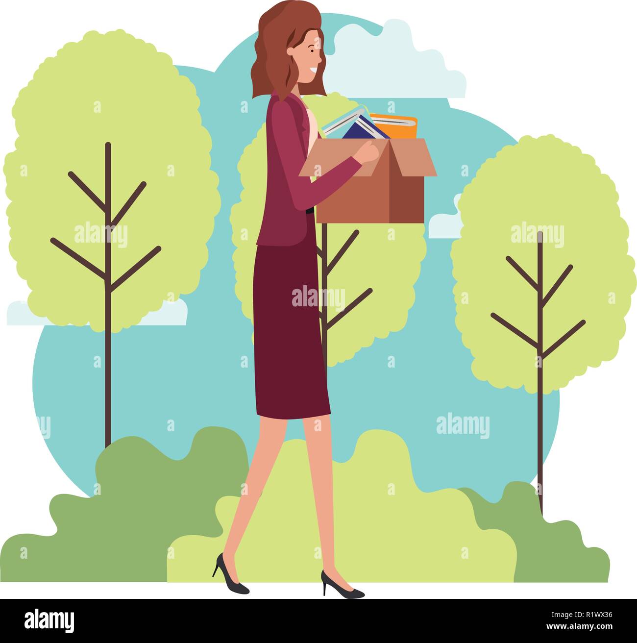 Delivery service young woman in Stock Vector Images - Alamy