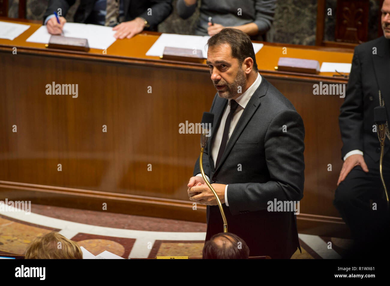 Minister of the Interior Christophe Castaner seen speaking during a ...