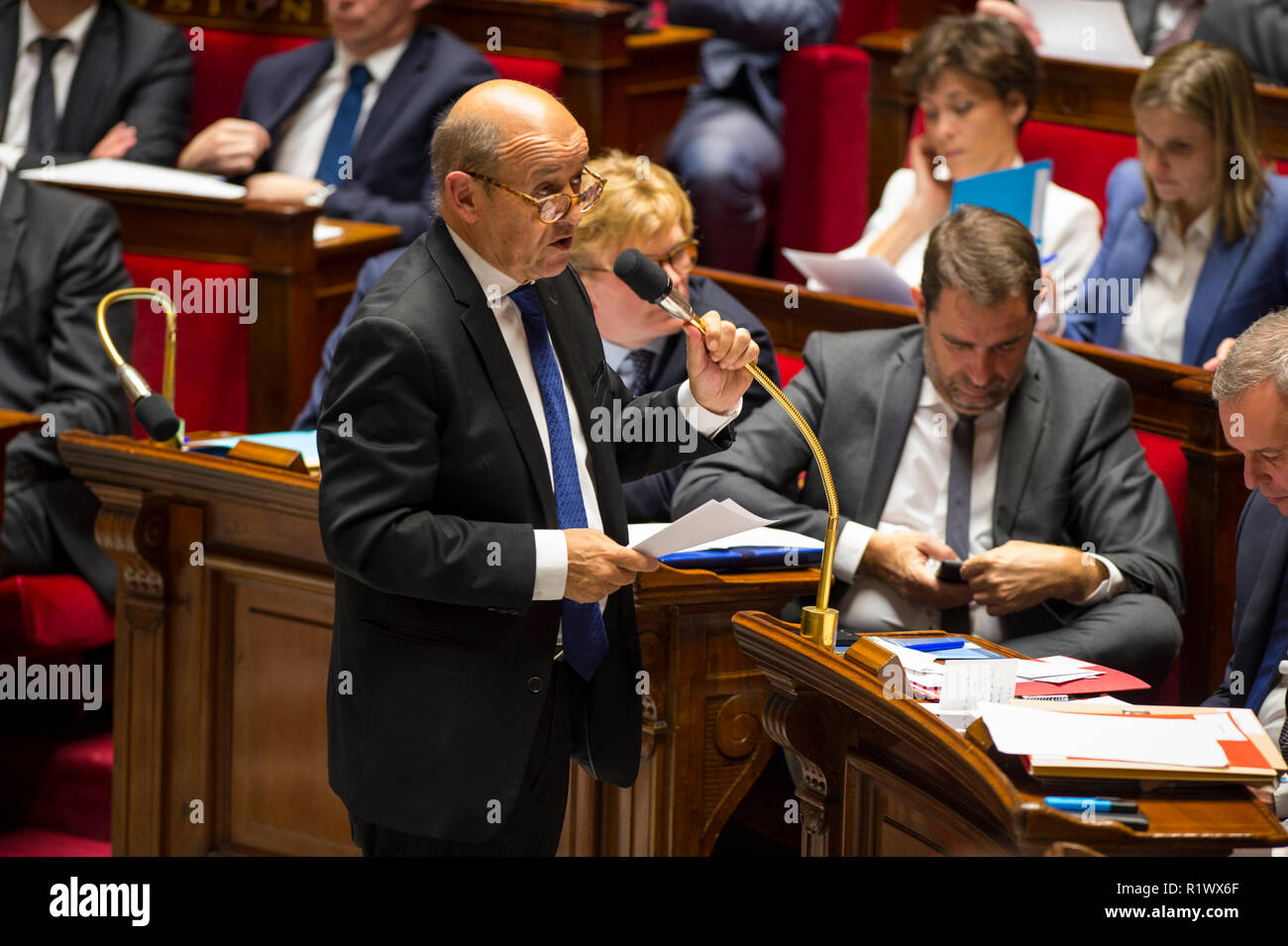 Minister of Europe and the Foreign Affairs Jean Yves Le Drian seen ...