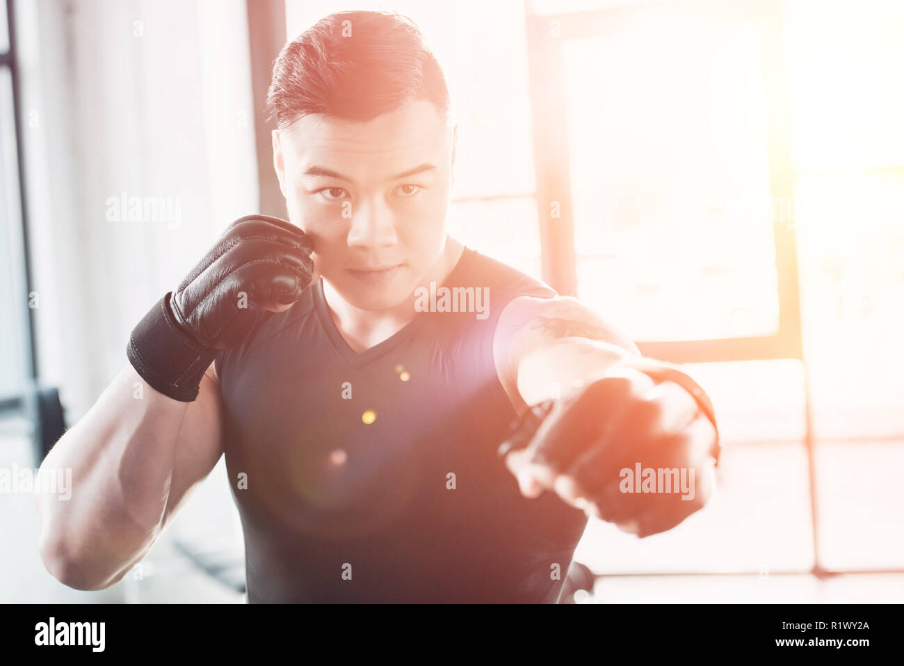 Athletic young man boxer wearing hi-res stock photography and images ...
