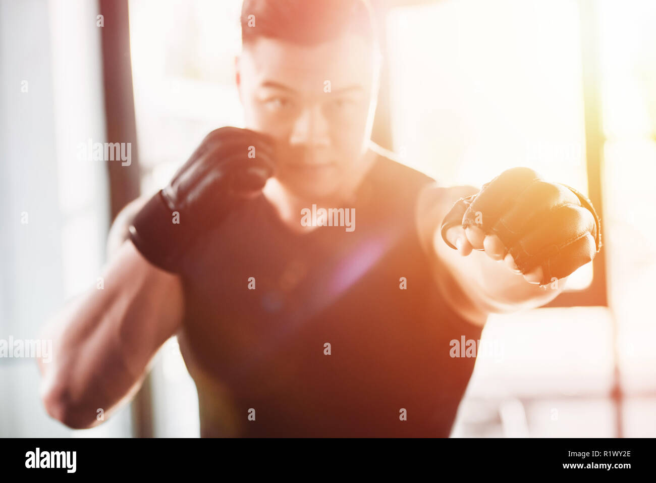 Athletic young man boxer wearing hi-res stock photography and images ...